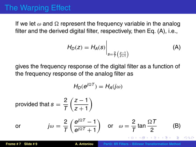 Warping Concept (iir filters-bilinear transformation method) | PDF