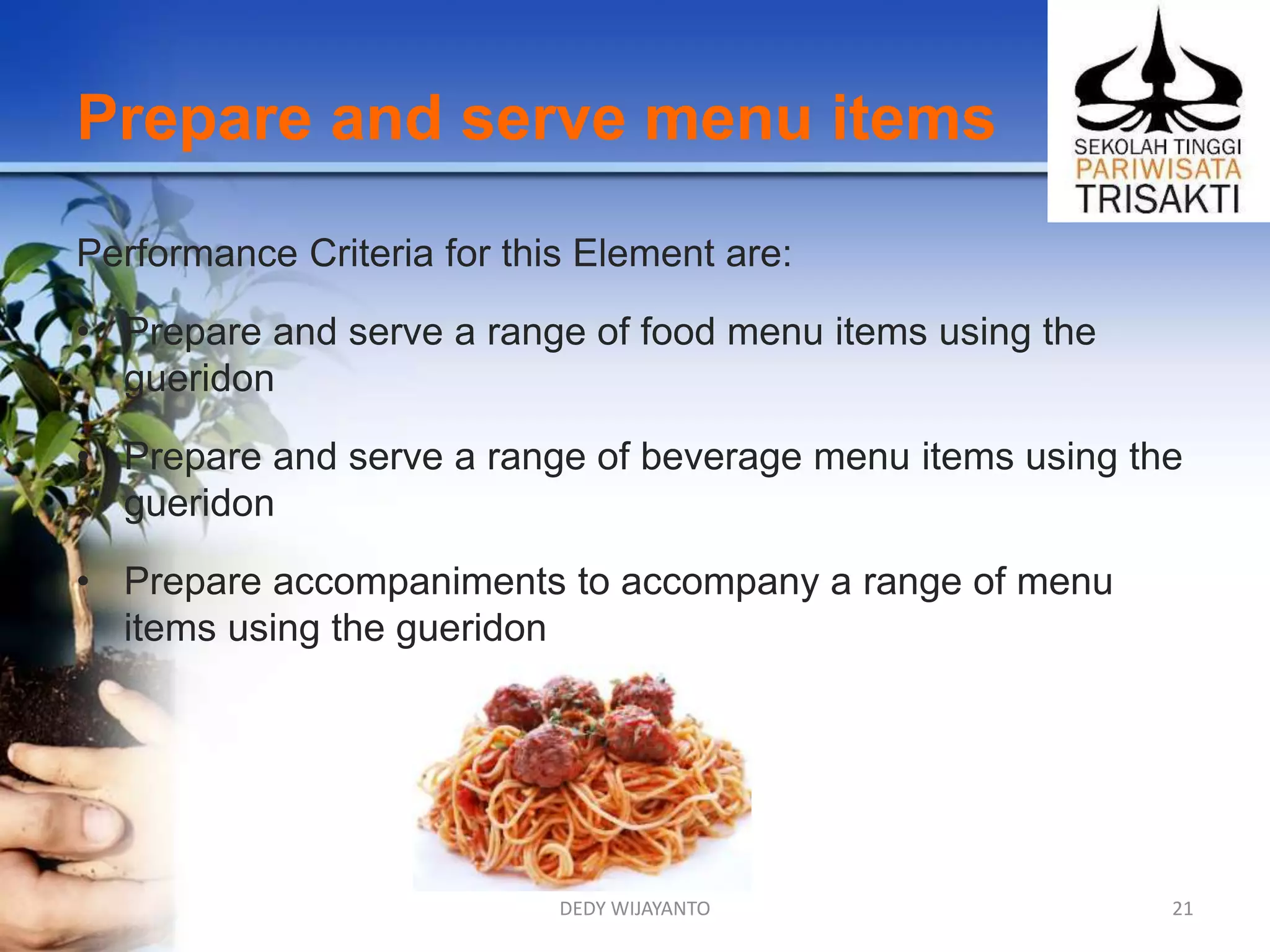 Part 3 provide gueridon service | PPTX