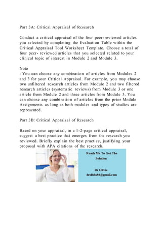 Part 3 a critical appraisal of researchconduct a critical apprai | DOCX ...