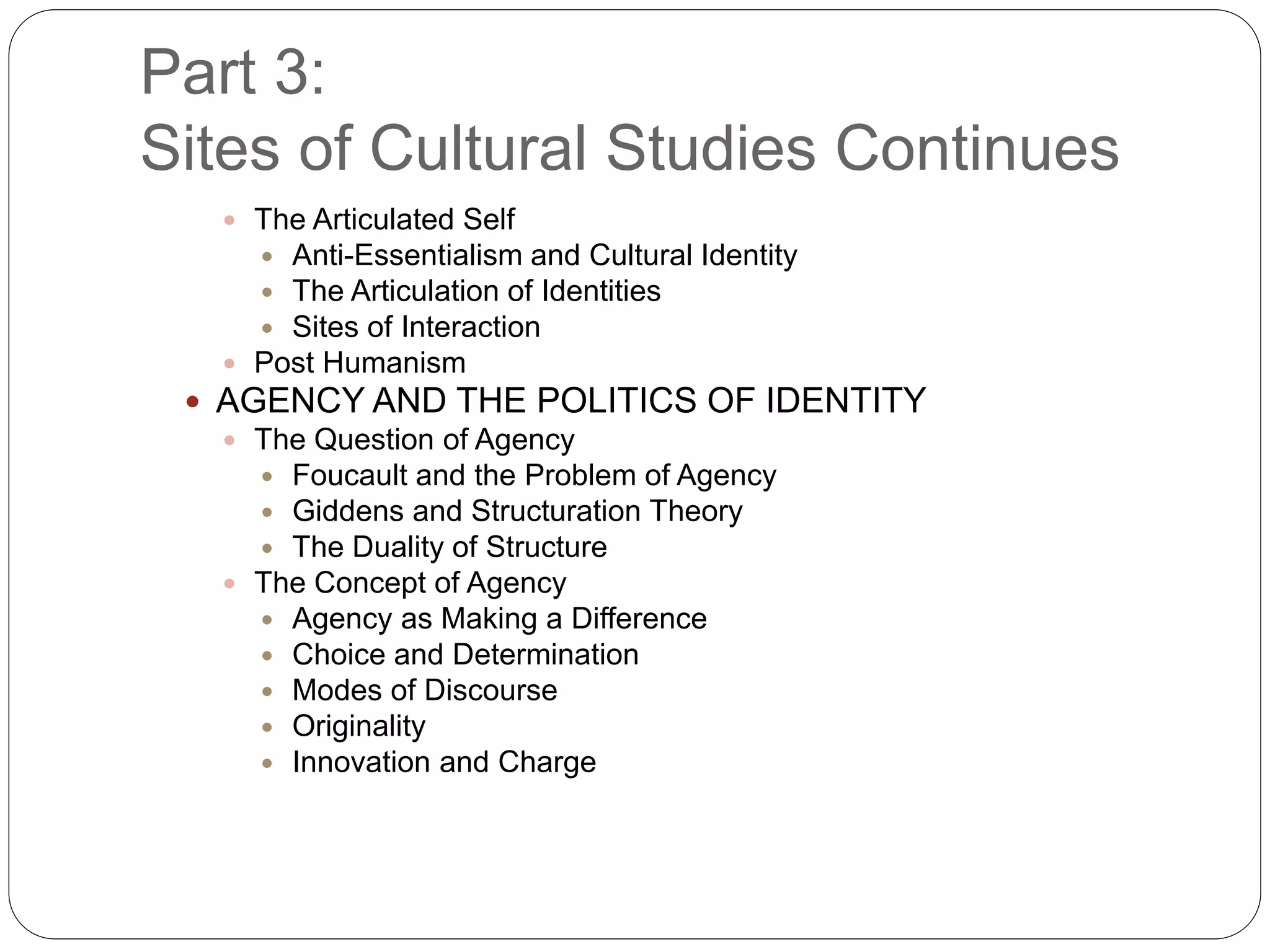Part 3 cultural studies barker jane | PPTX