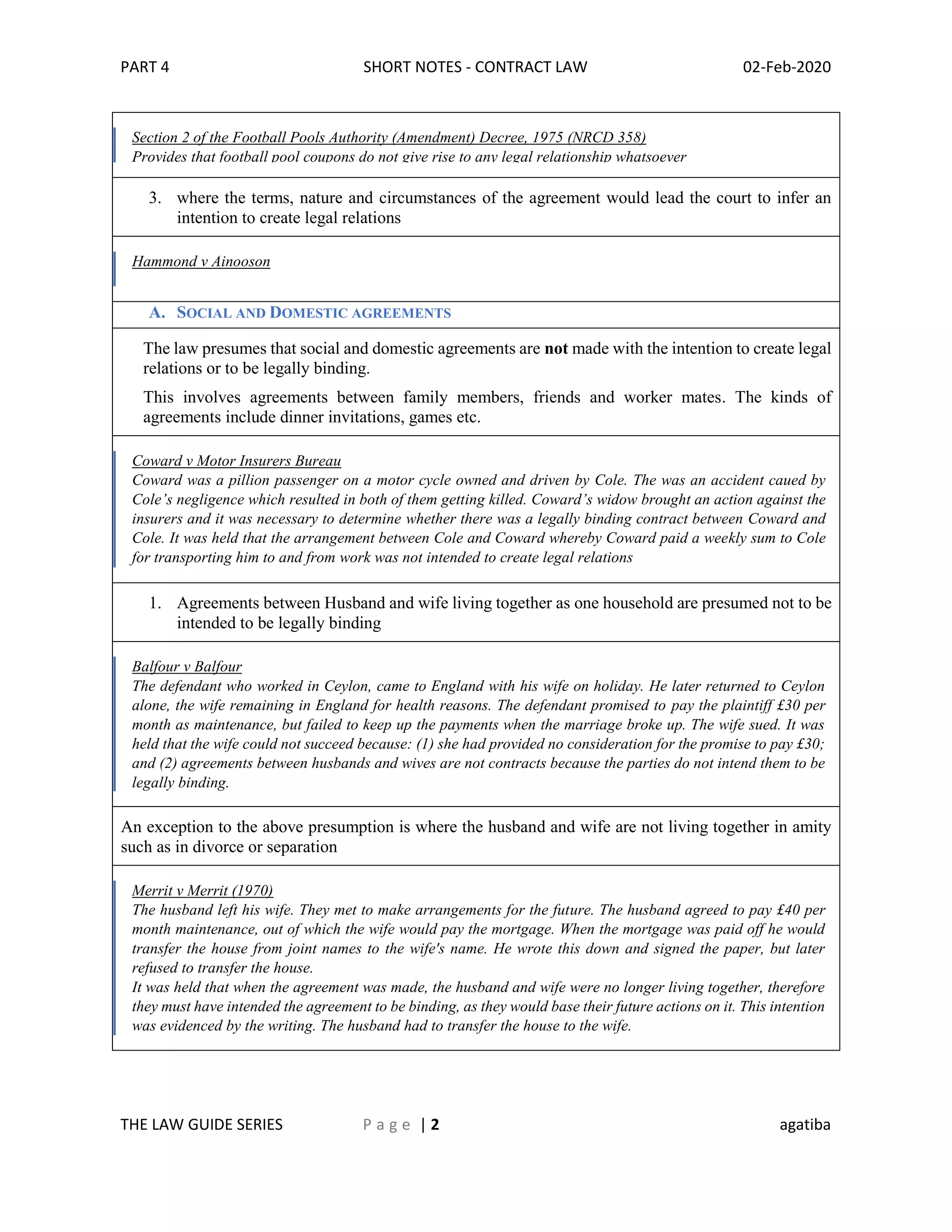 Intention to create legal relations | PDF