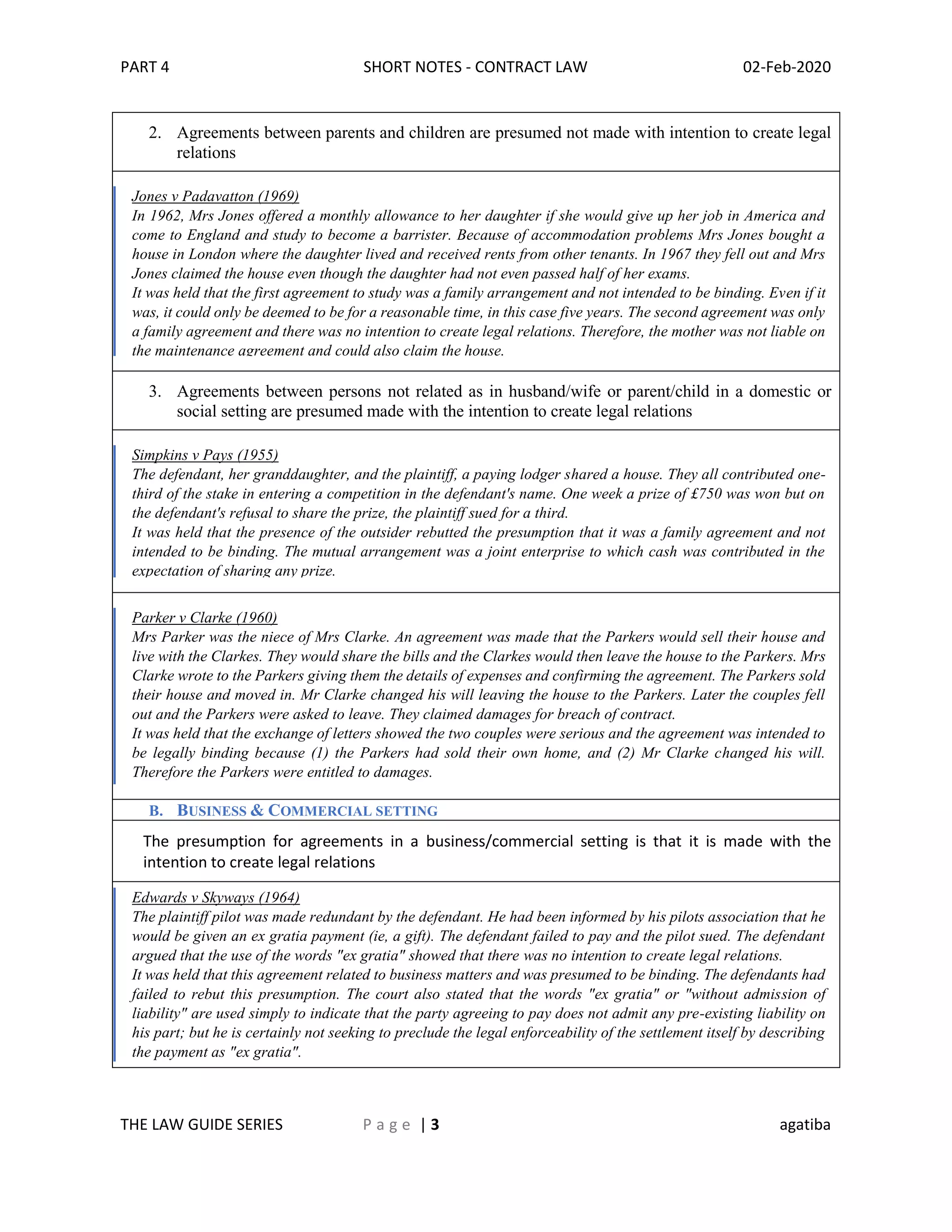 Intention to create legal relations | PDF