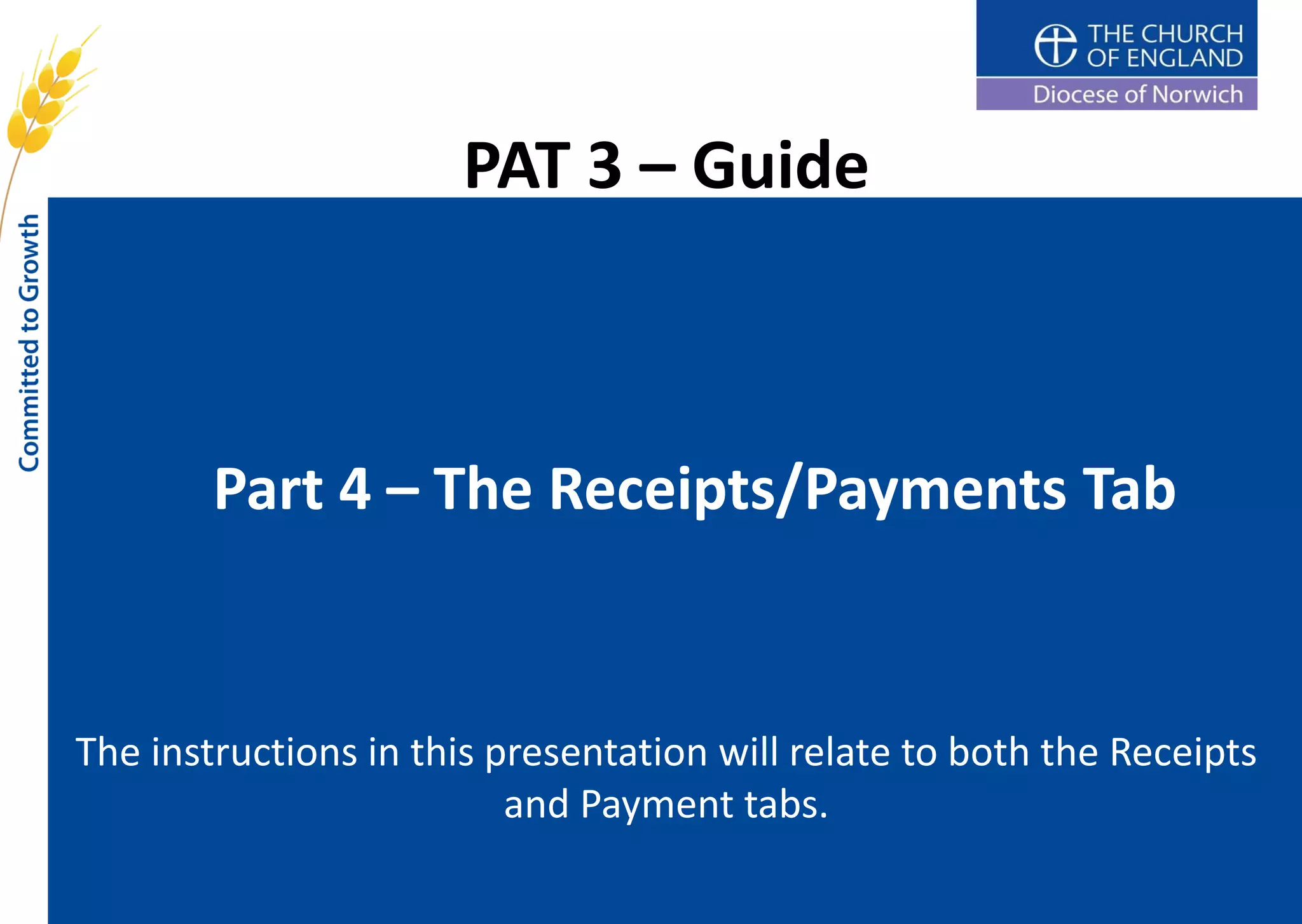 Part 4 - Receipts and Payments Tab | PPT | Free Download