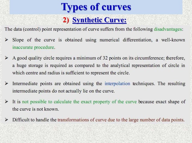 Part 4 Types And Mathematical Representations Of Curves Pptx 3 D Graphics Computer Software