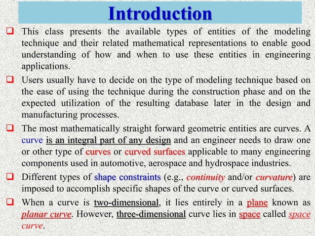 Part 4-Types and mathematical representations of Curves .pptx | 3-D ...