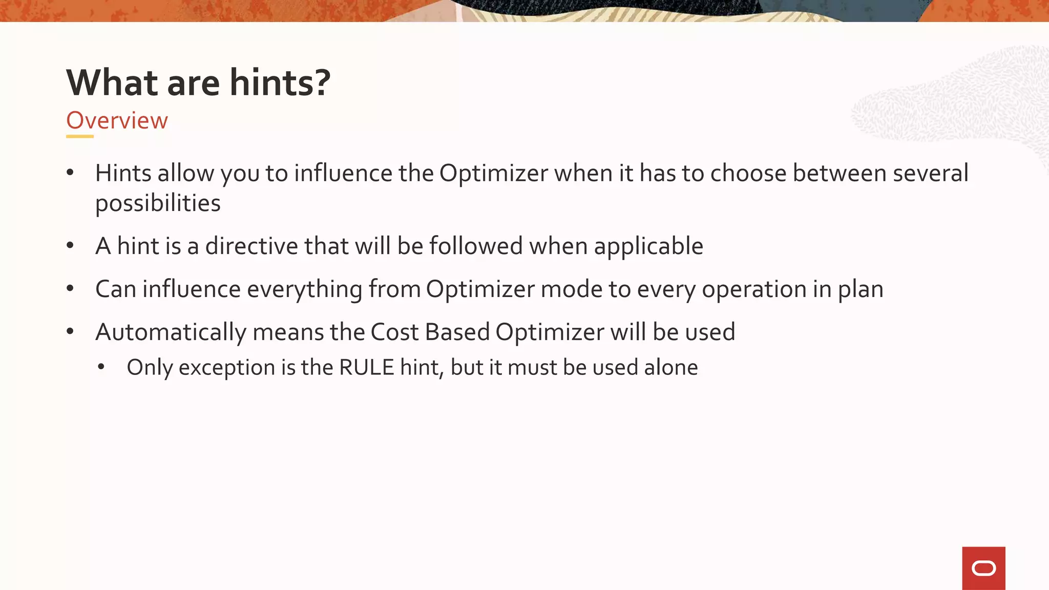 Part4 Influencing Execution Plans with Optimizer Hints | PPT