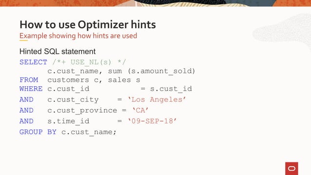 Part4 Influencing Execution Plans with Optimizer Hints | PPT