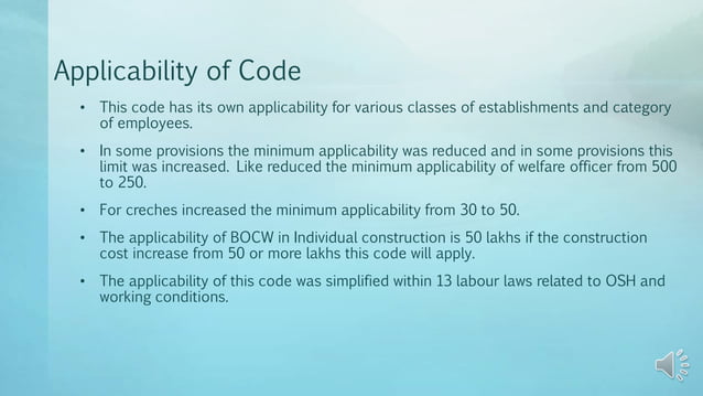 CODE ON OSH 2020 | PPTX | Business | Business and Finance