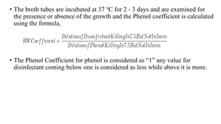 Evaluation of Bactericidal and Bacteriostatic (Disinfectant ...