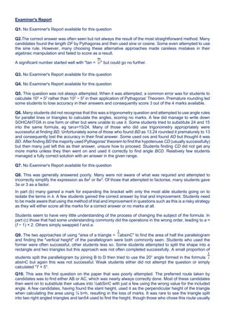 Part 5 final countdown - mark scheme and examiners report | PDF