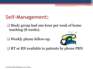 Lecture 5 COPD course Self management of COPD | PDF