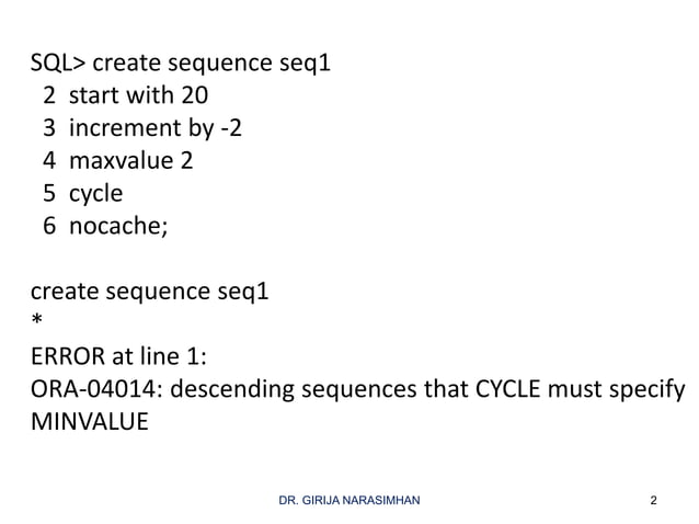 Part6 create sequence error | PPTX