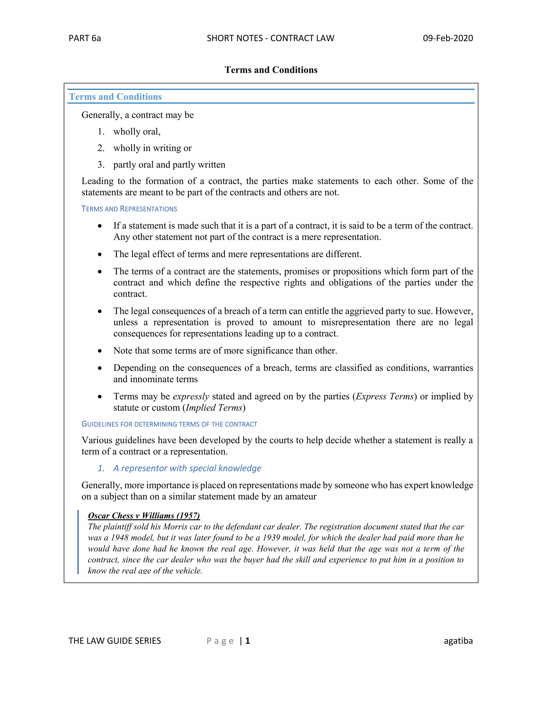 Terms of a contract | PDF