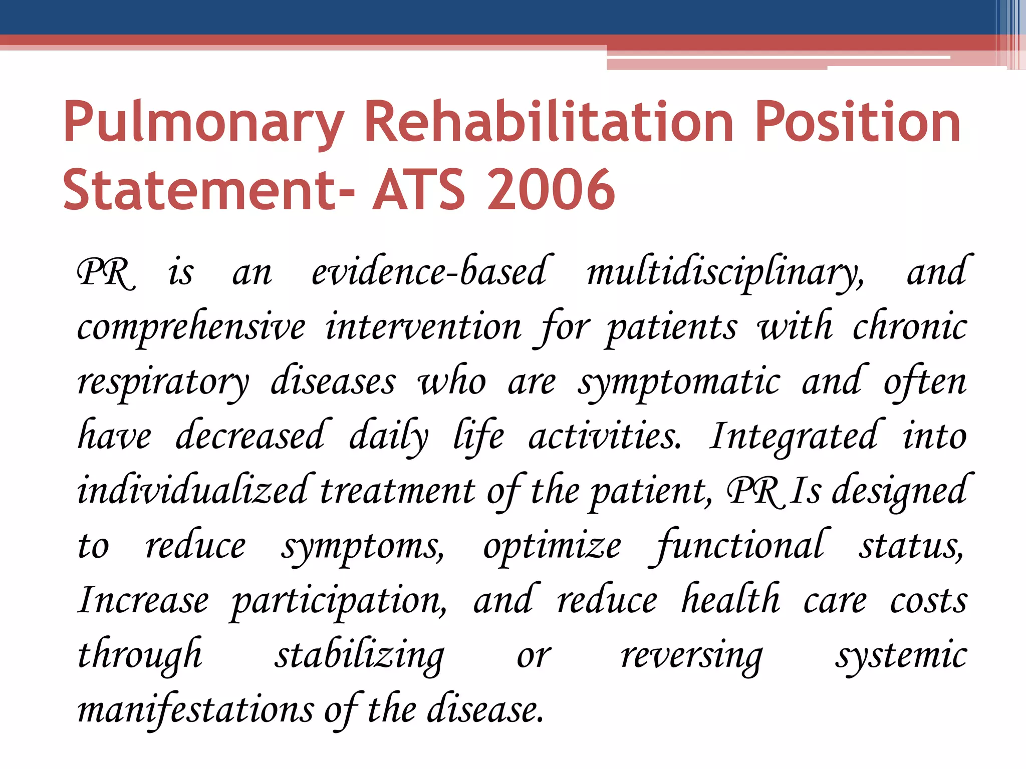 Lecture 6 , COPD Course Pulmonary Rehabilitation | PDF