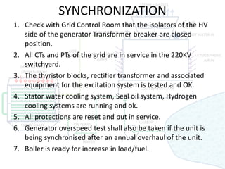Synchronising the 210MW unit to the 220KV grid | PDF