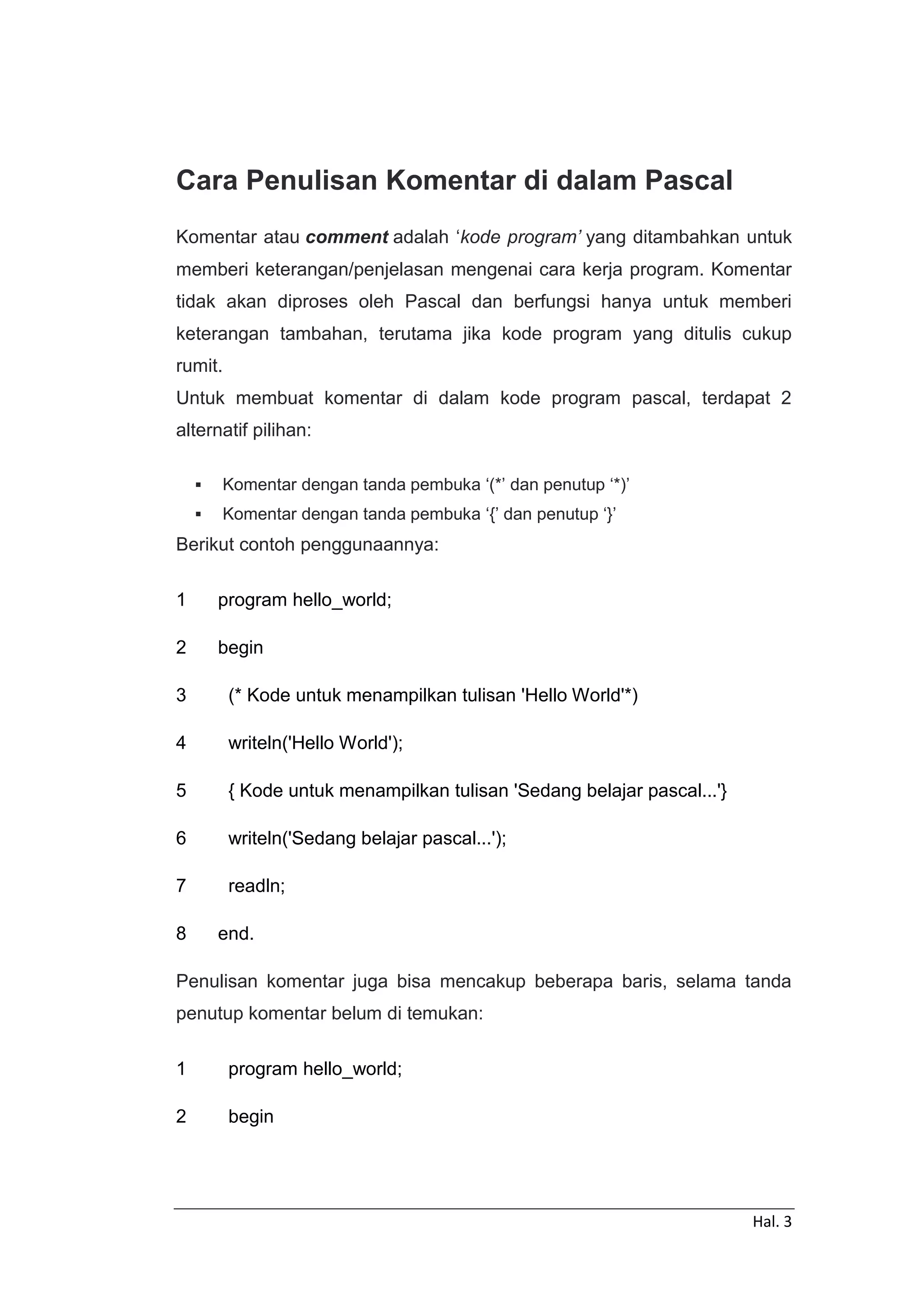 Part 6: Aturan dan Penulisan Kode Program | PDF