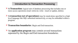 Presentation on Transaction Processing in DBMS | PPTX