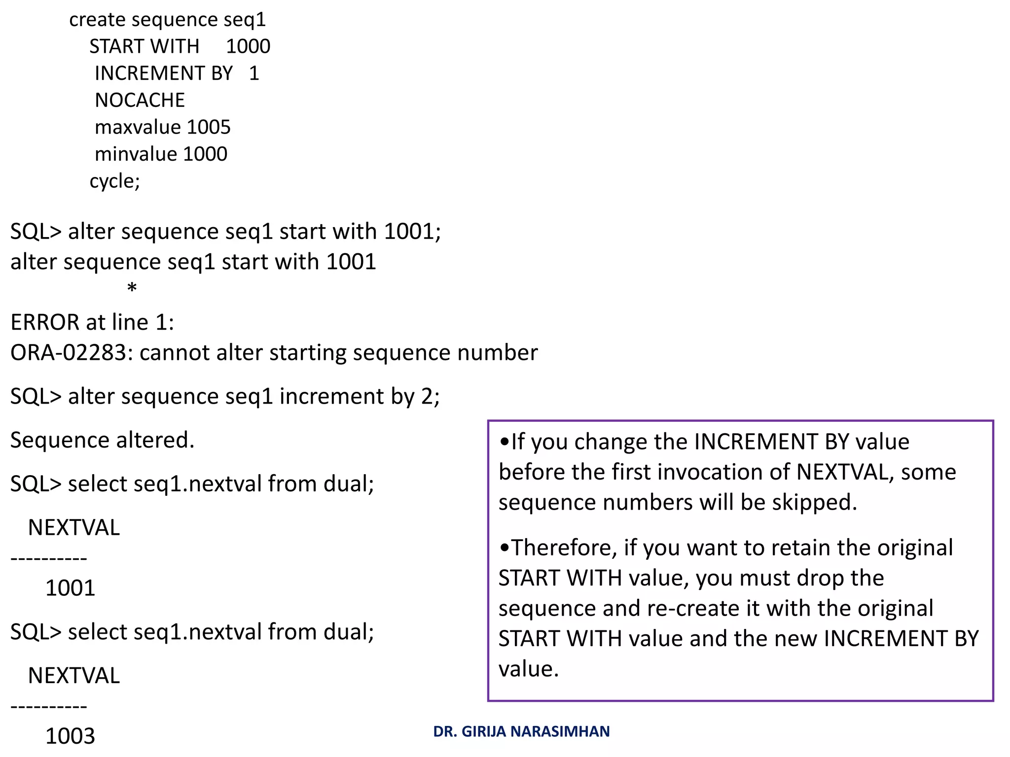 Part 7 alter sequence modified | PPTX | Databases | Computer Software ...