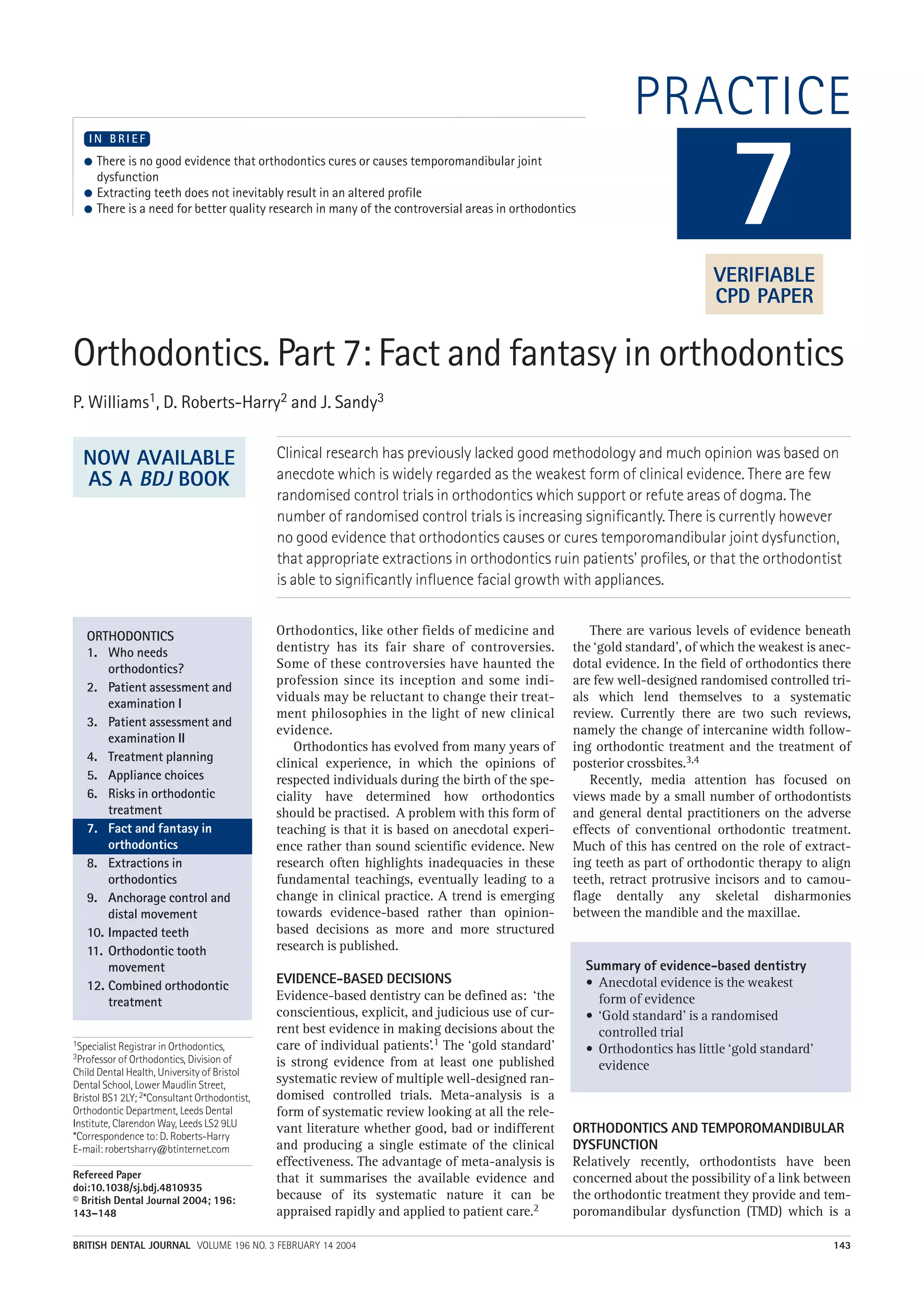 Part 7 fact and fantasy about orthodontics | PDF