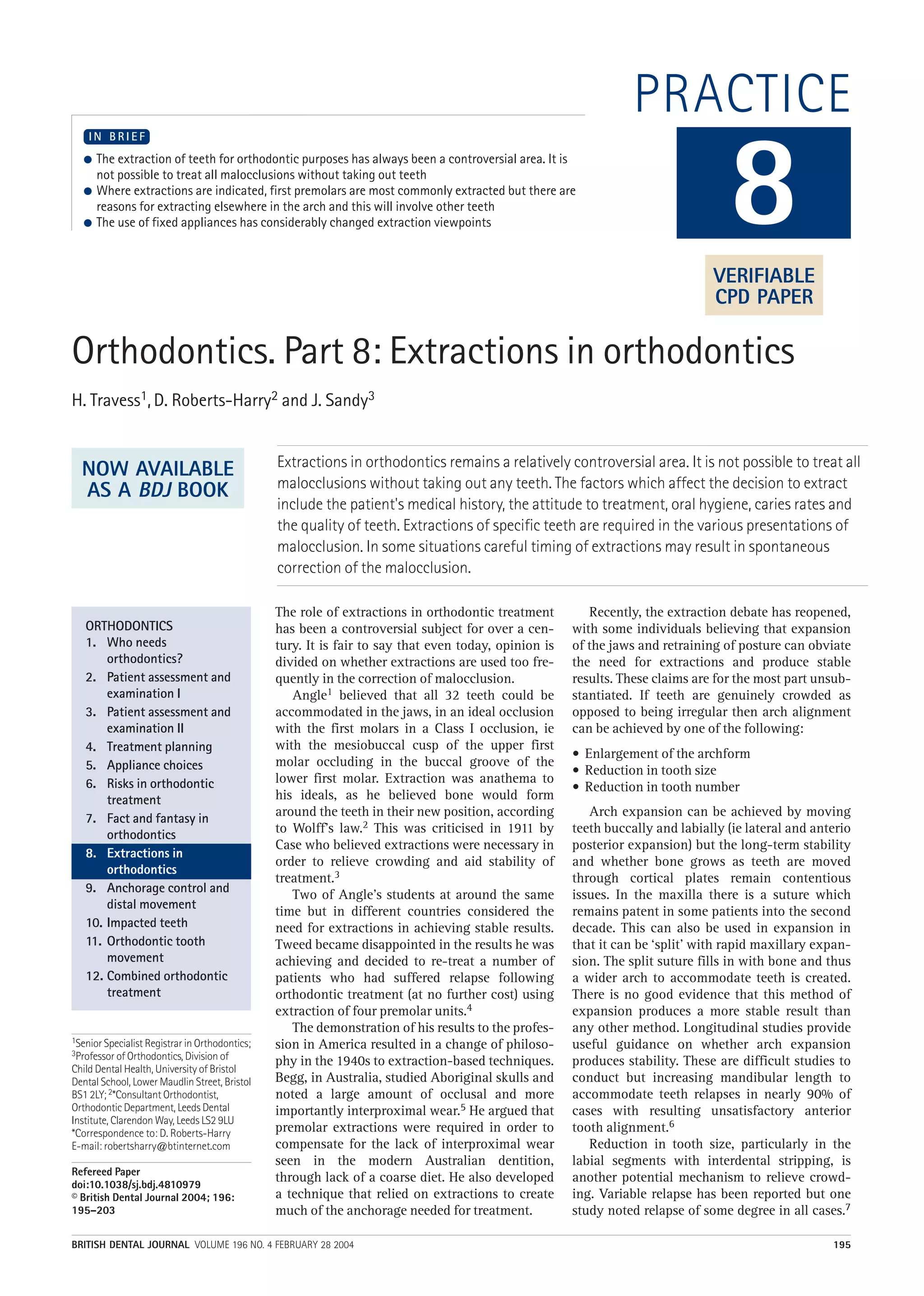 Part 8 extraction in orthodontics | PDF