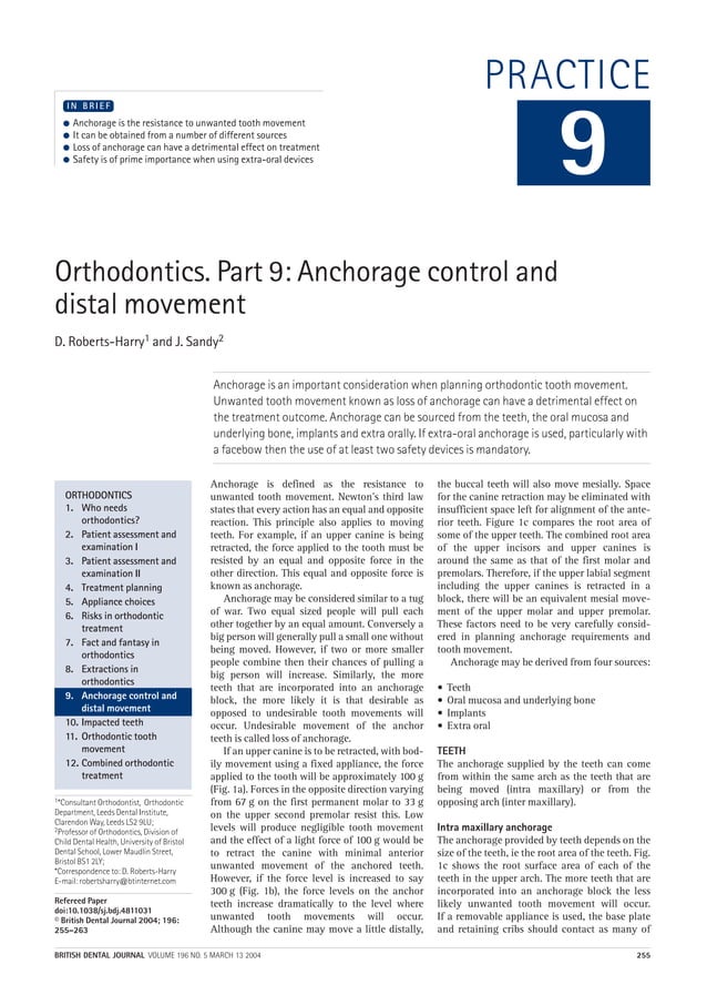 Part 9 anchorage control and distal movement | PDF