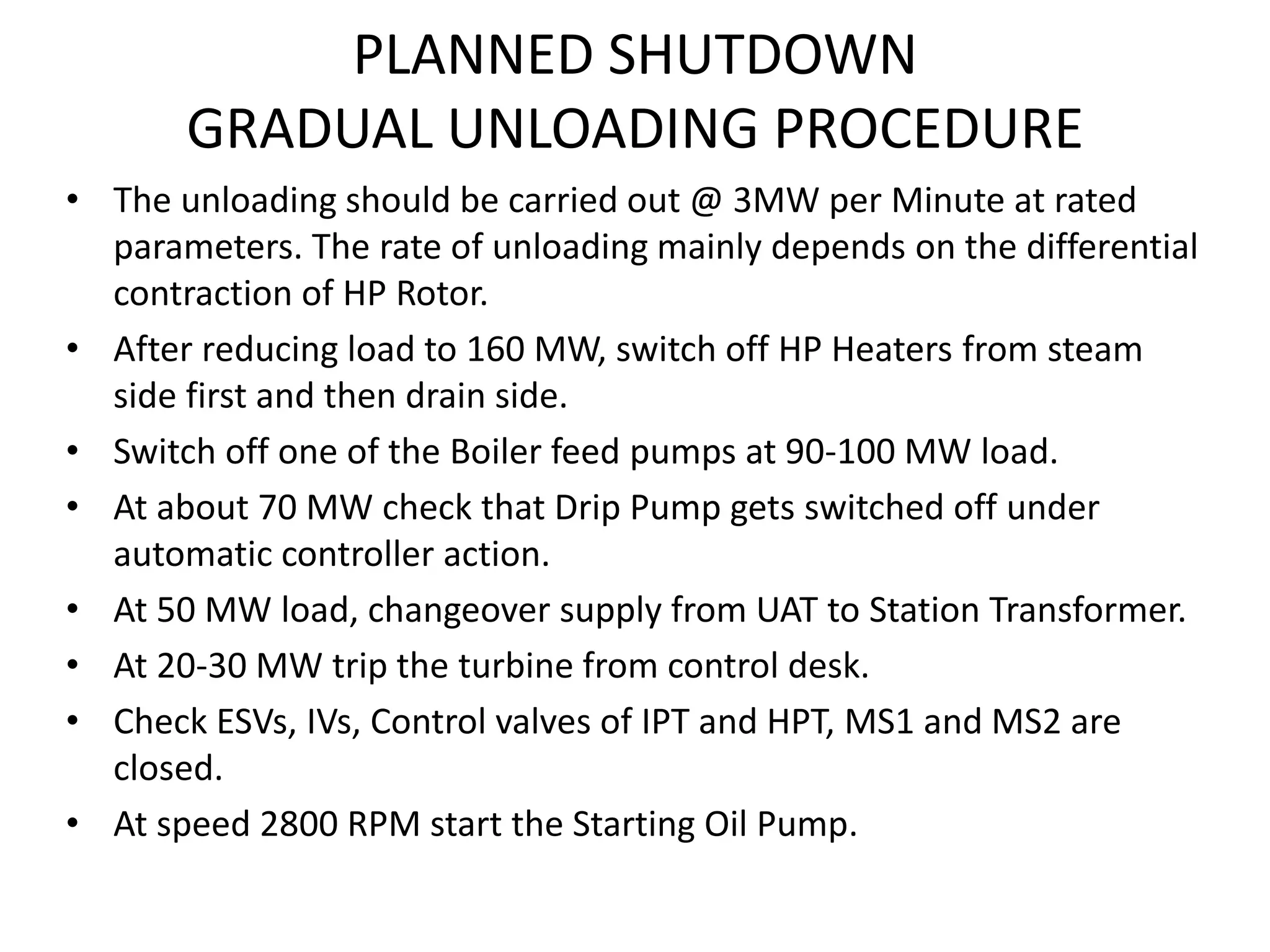 Power Plant Simulator, Unloading and shutting the Turbogenerator | PDF