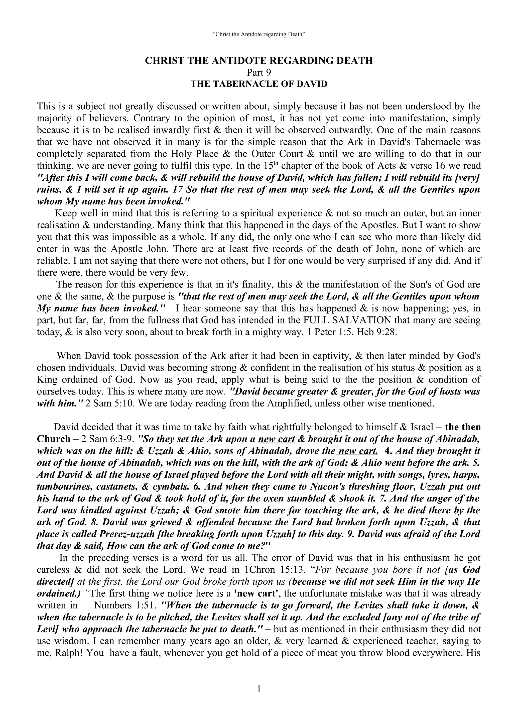 Part9 The Tabernacle Of David. | PDF