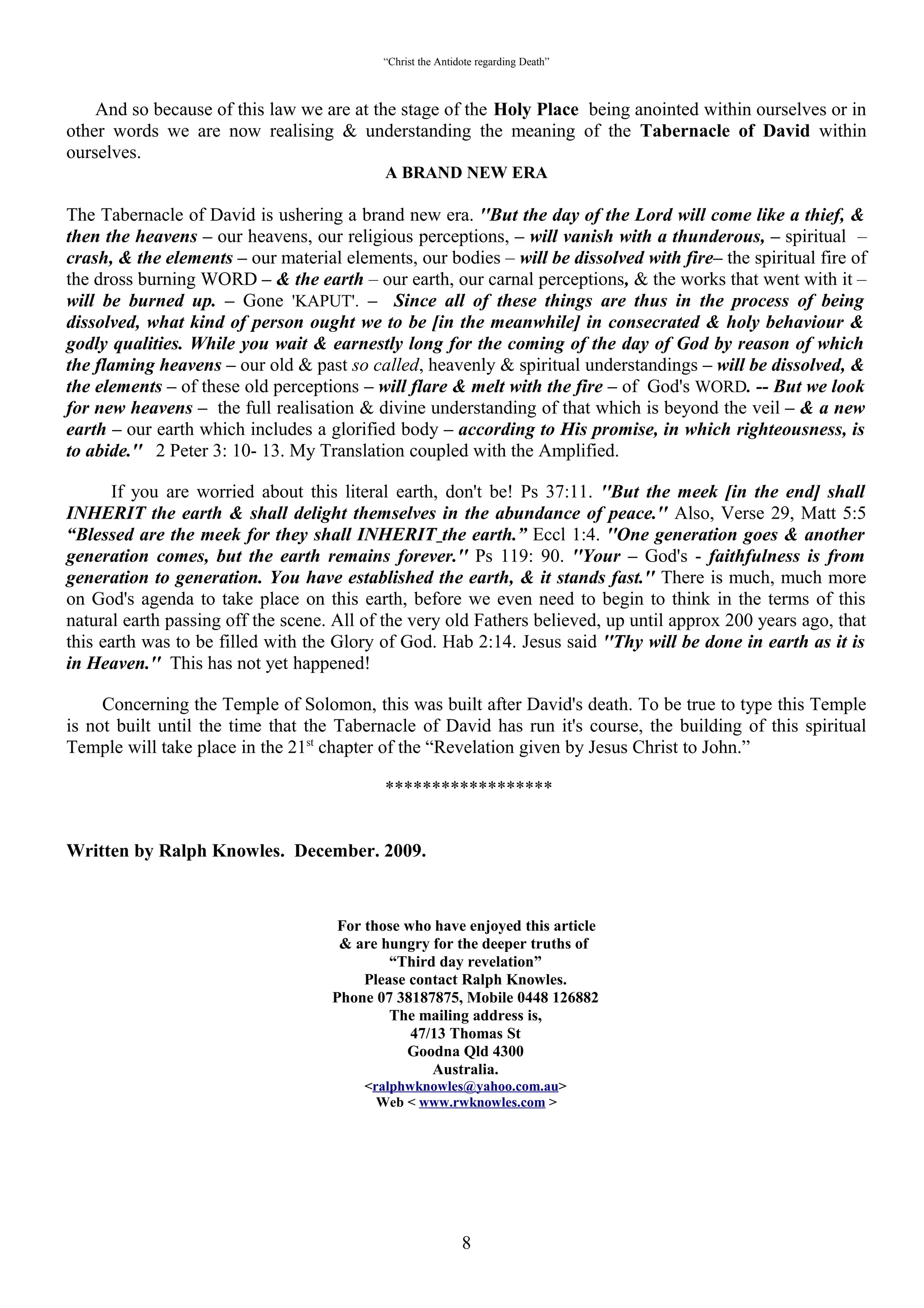 Part9 The Tabernacle Of David. | PDF