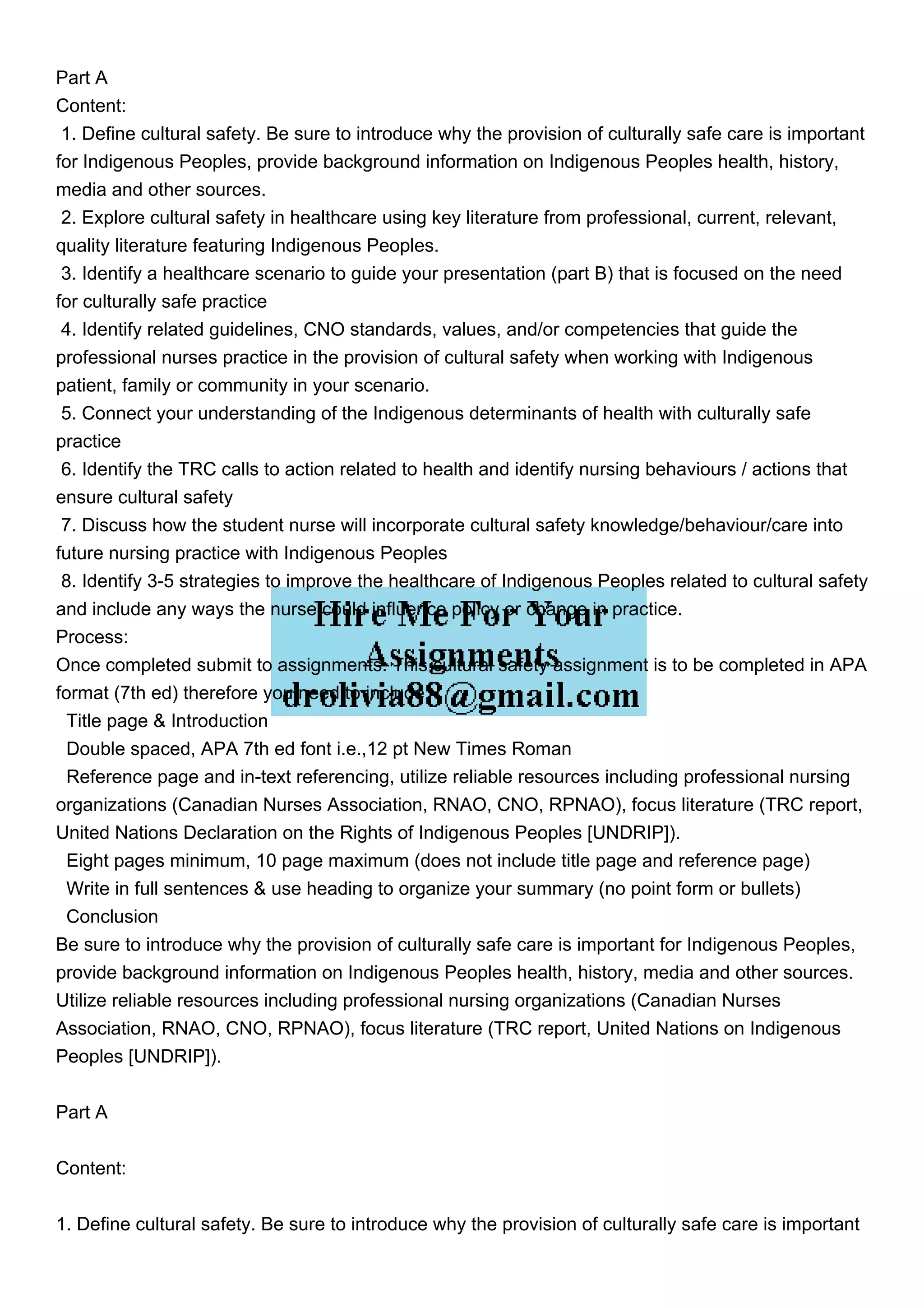 Part AContent 1 Define cultural safety Be sure to introdu.pdf