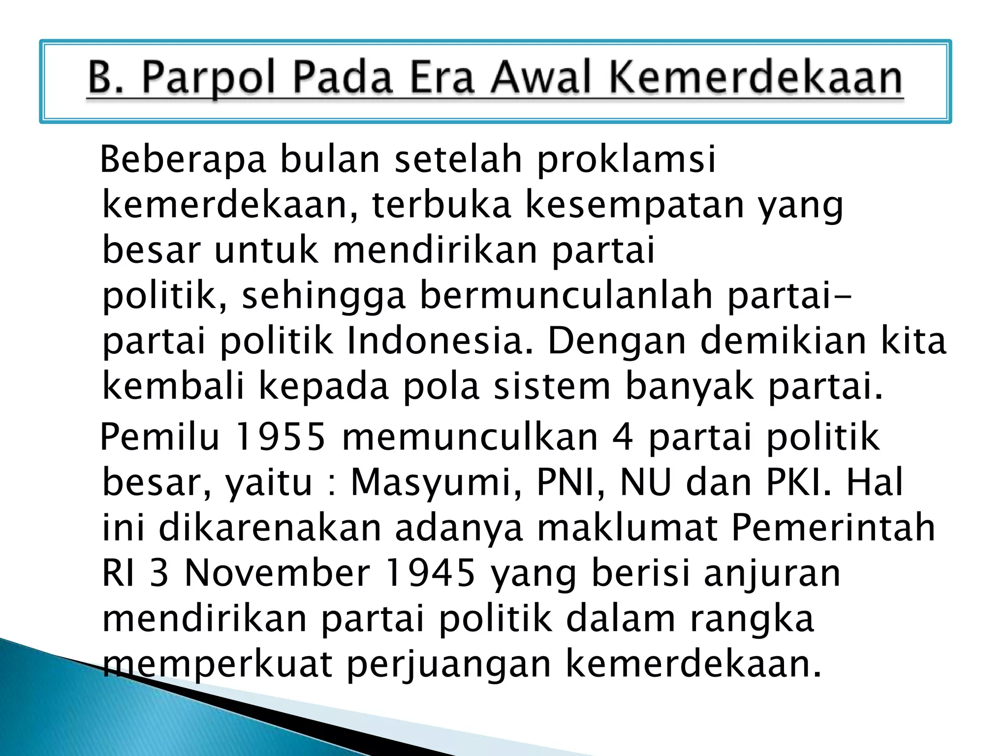 Partai politik di indonesia | PPTX