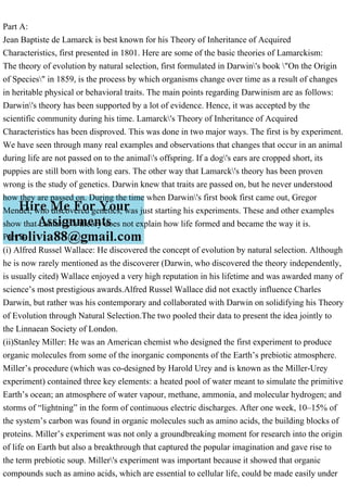 Part AJean Baptiste de Lamarck is best known for his Theory of In.pdf