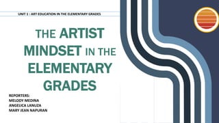 PART B. UNIT 1 REPORT.pptx The Artist Mindset in the Elementary Grades ...