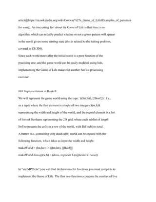 ## Part B- Conway's Game of Life ### Introduction John Conway's Ga.pdf