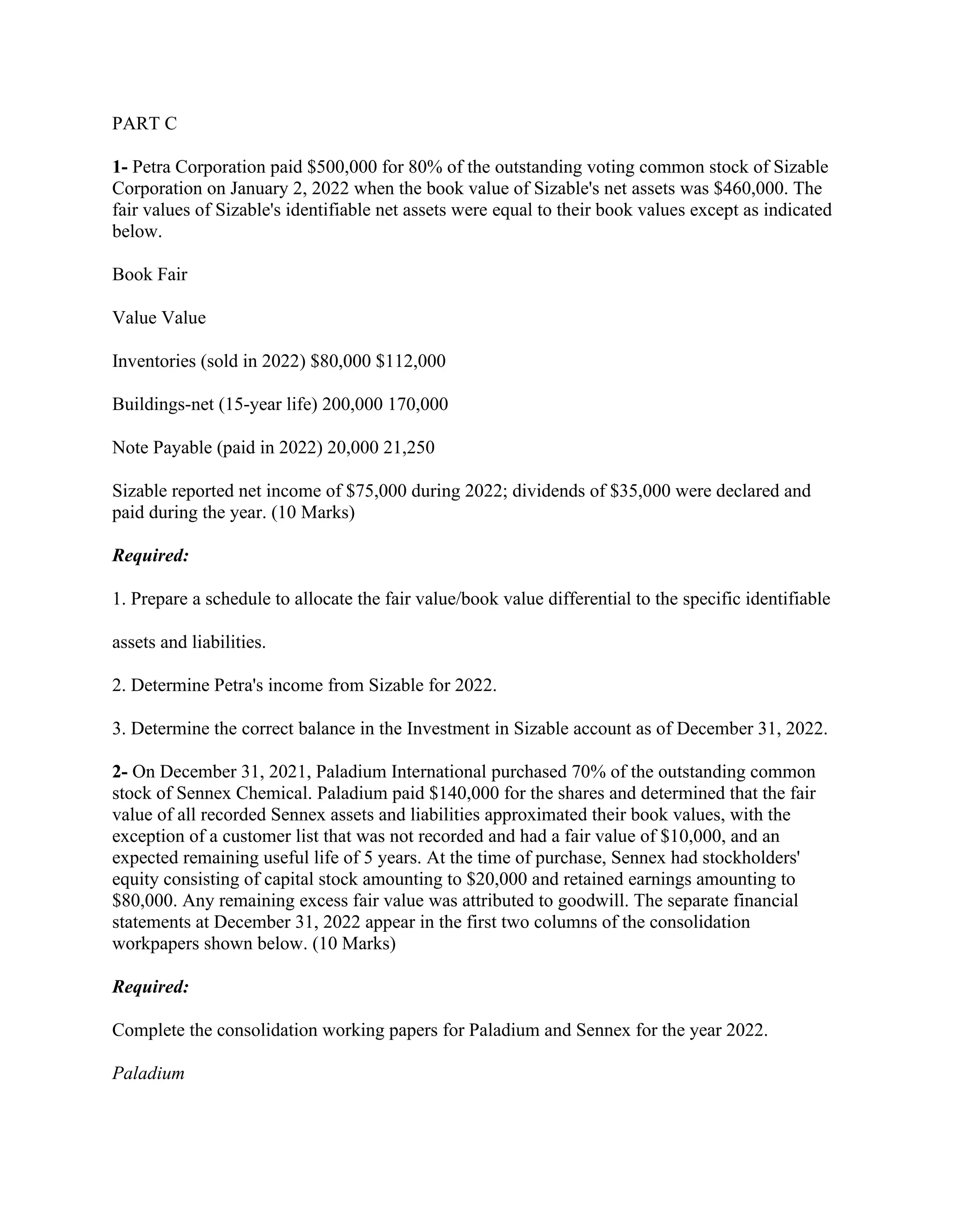 PART C 1- Petra Corporation paid $500-000 for 80- of the outstanding.pdf