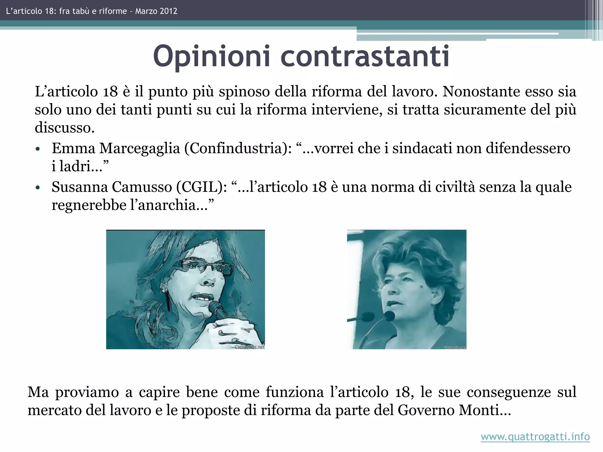 Mercato del lavoro - Parte 2: Articolo 18 - tra tabù e riforme | PPTX