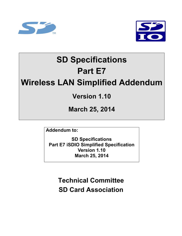 Part e7 i_sdio_wireless_lan_simplified_addendum_ver1.10_final_140325 | PDF
