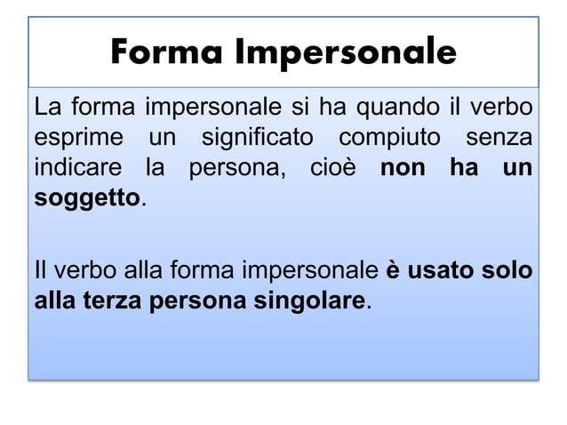 Parte a forma impersonale | PPTX