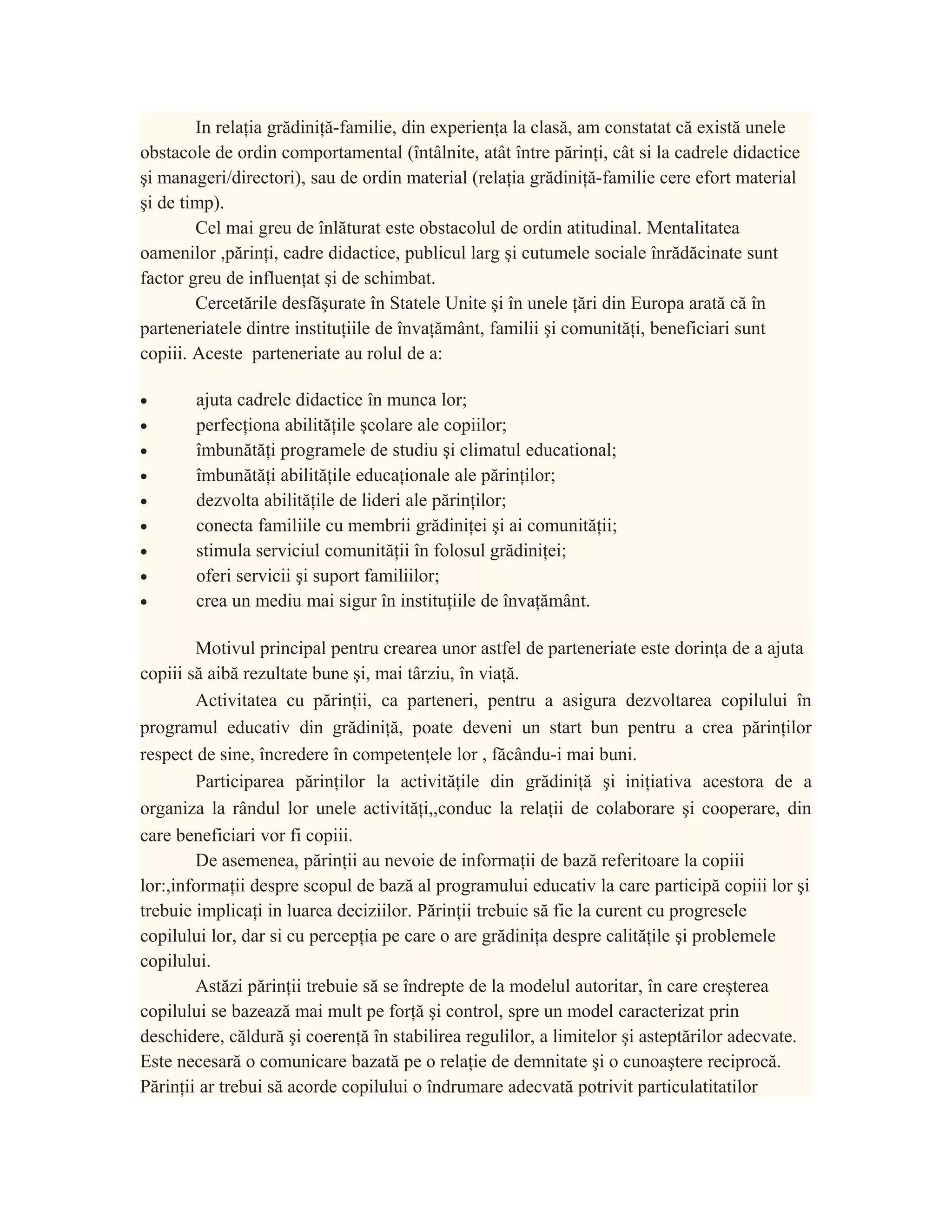 Parteneriatul gradiniţă | DOC