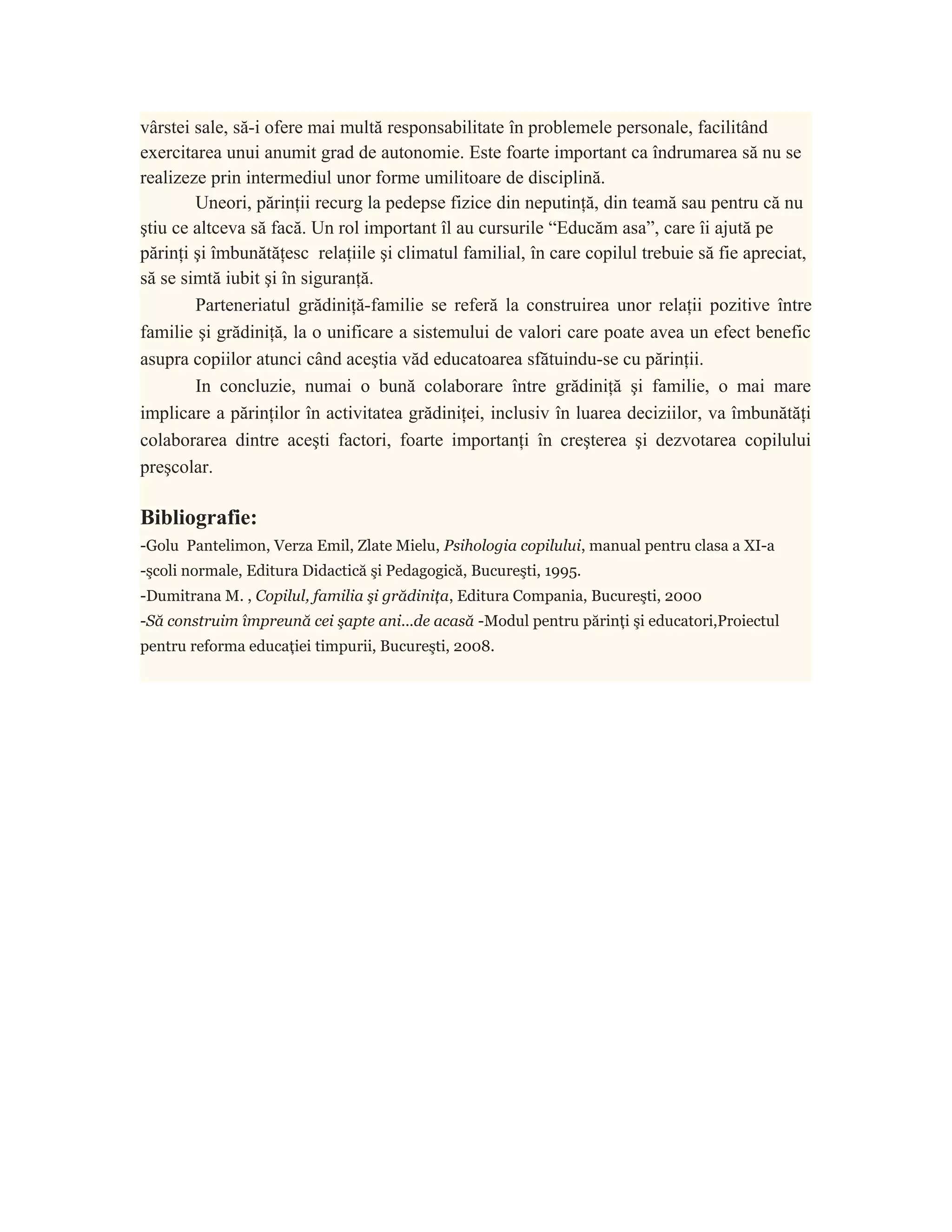 Parteneriatul gradiniţă | DOC