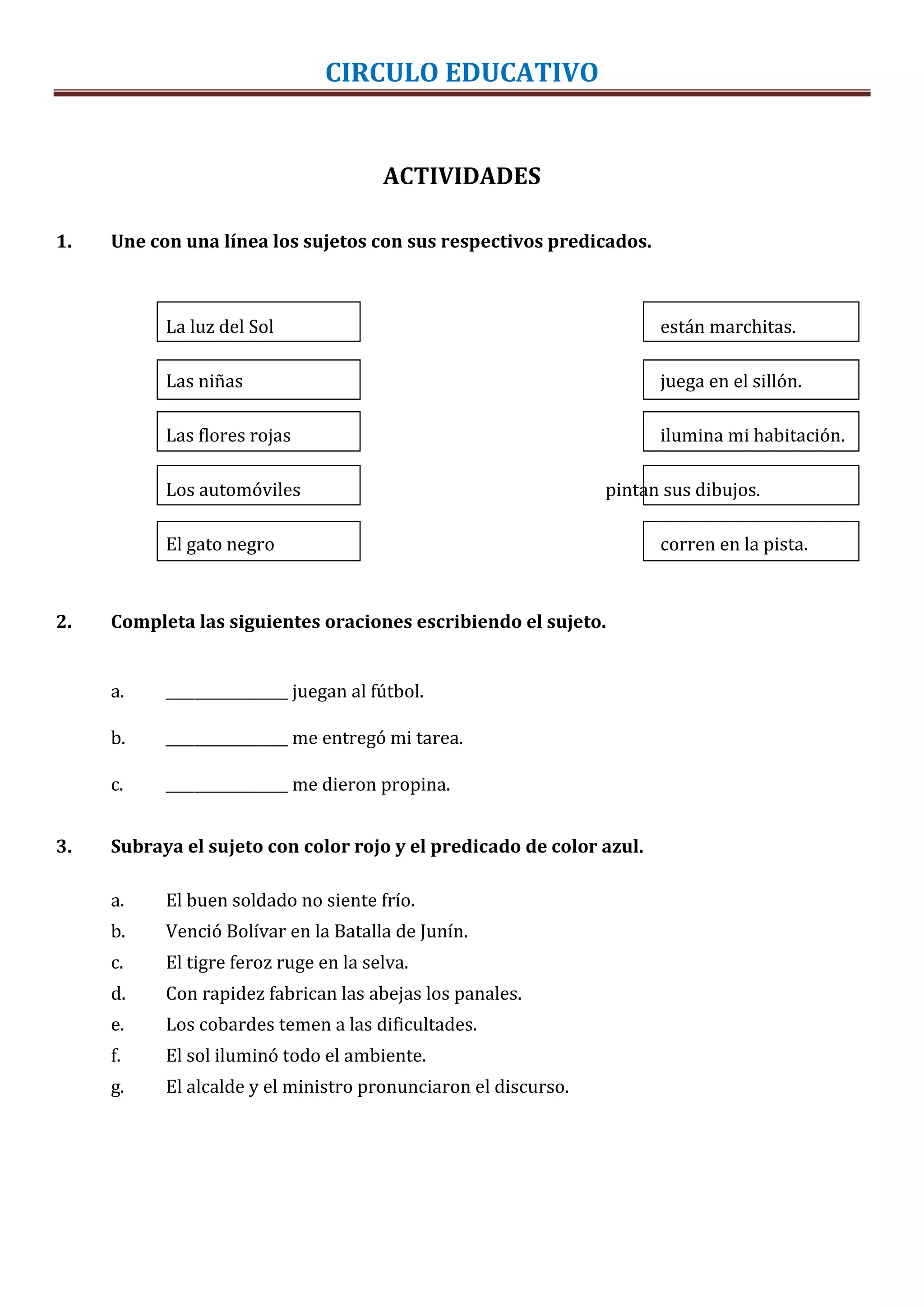 Fichas De Primaria Las Partes De La Oracion En 2020 Images