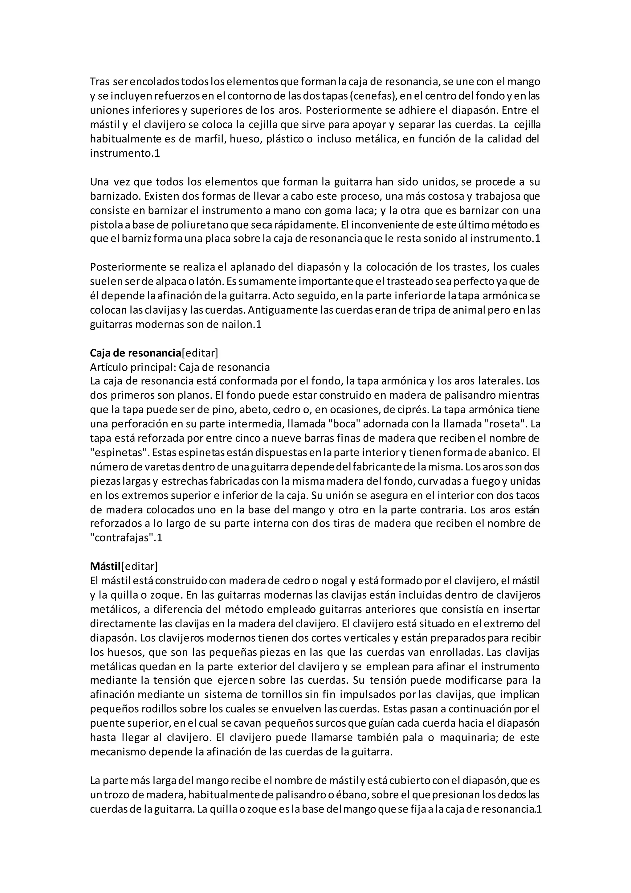 Partes de la guitarra | DOCX
