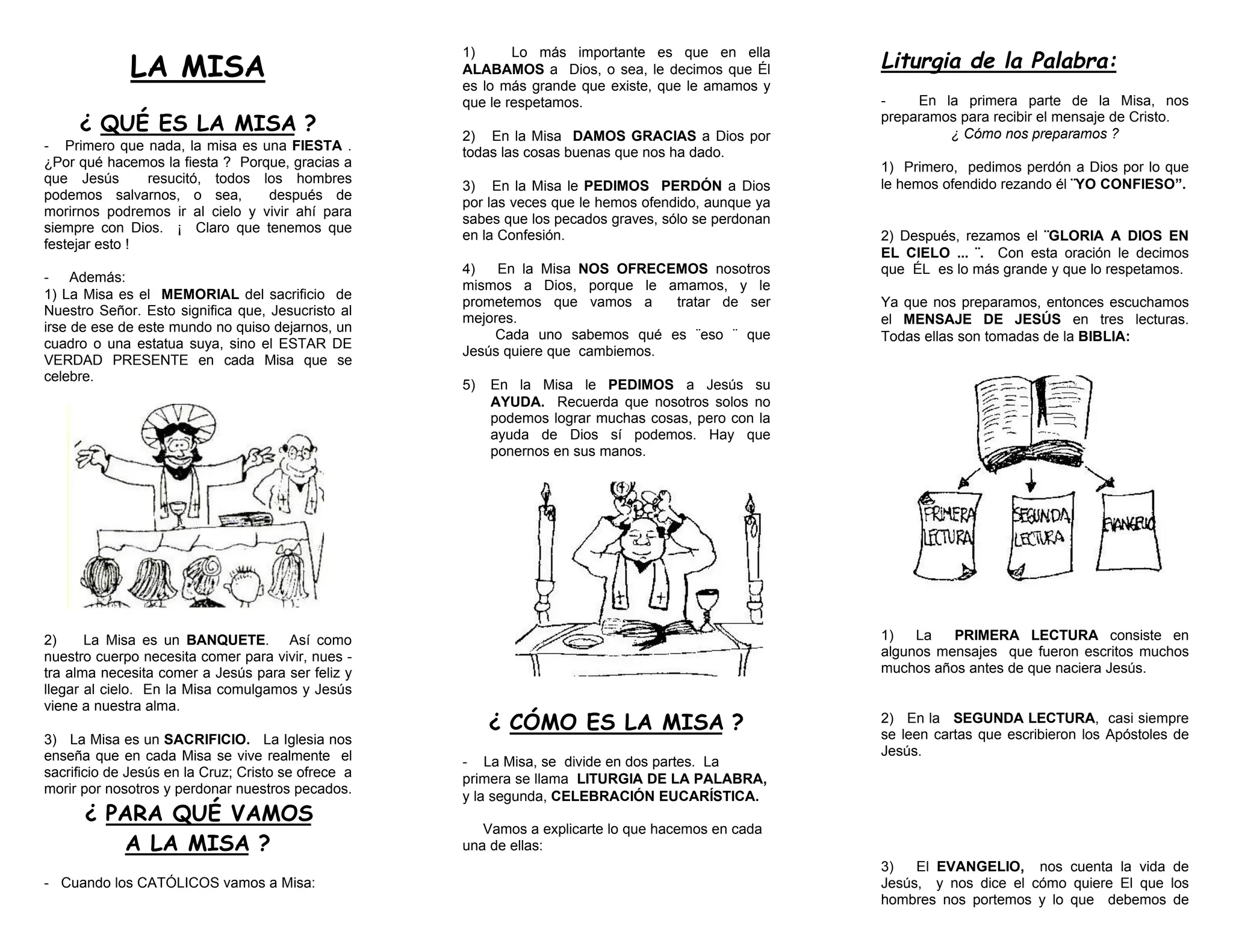 PARTES DE LA MISA - LITURGIA DE LA EUCARISTIA Y DE LA PALABRA | PDF