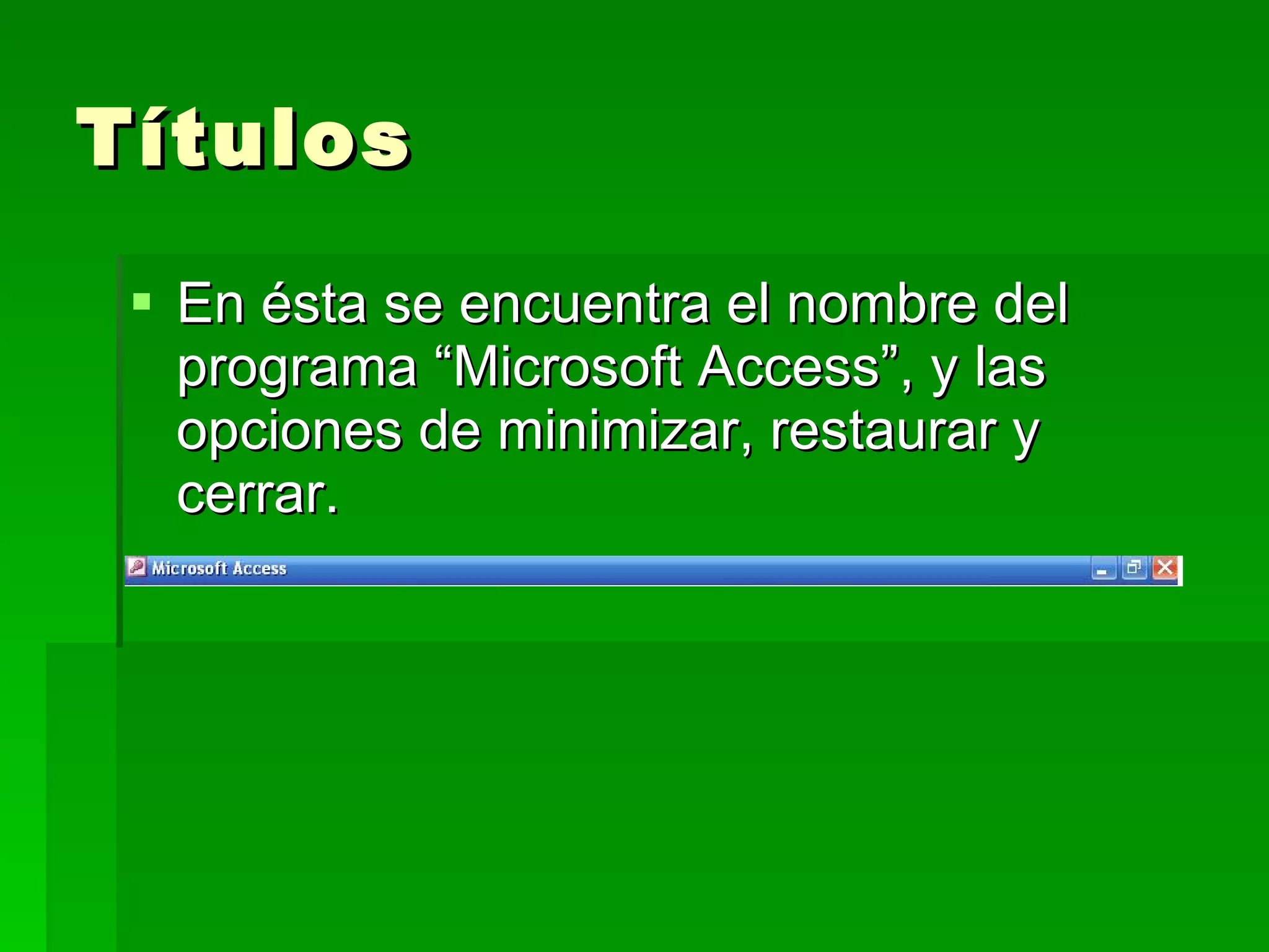 Partes de la ventana de access | PPT