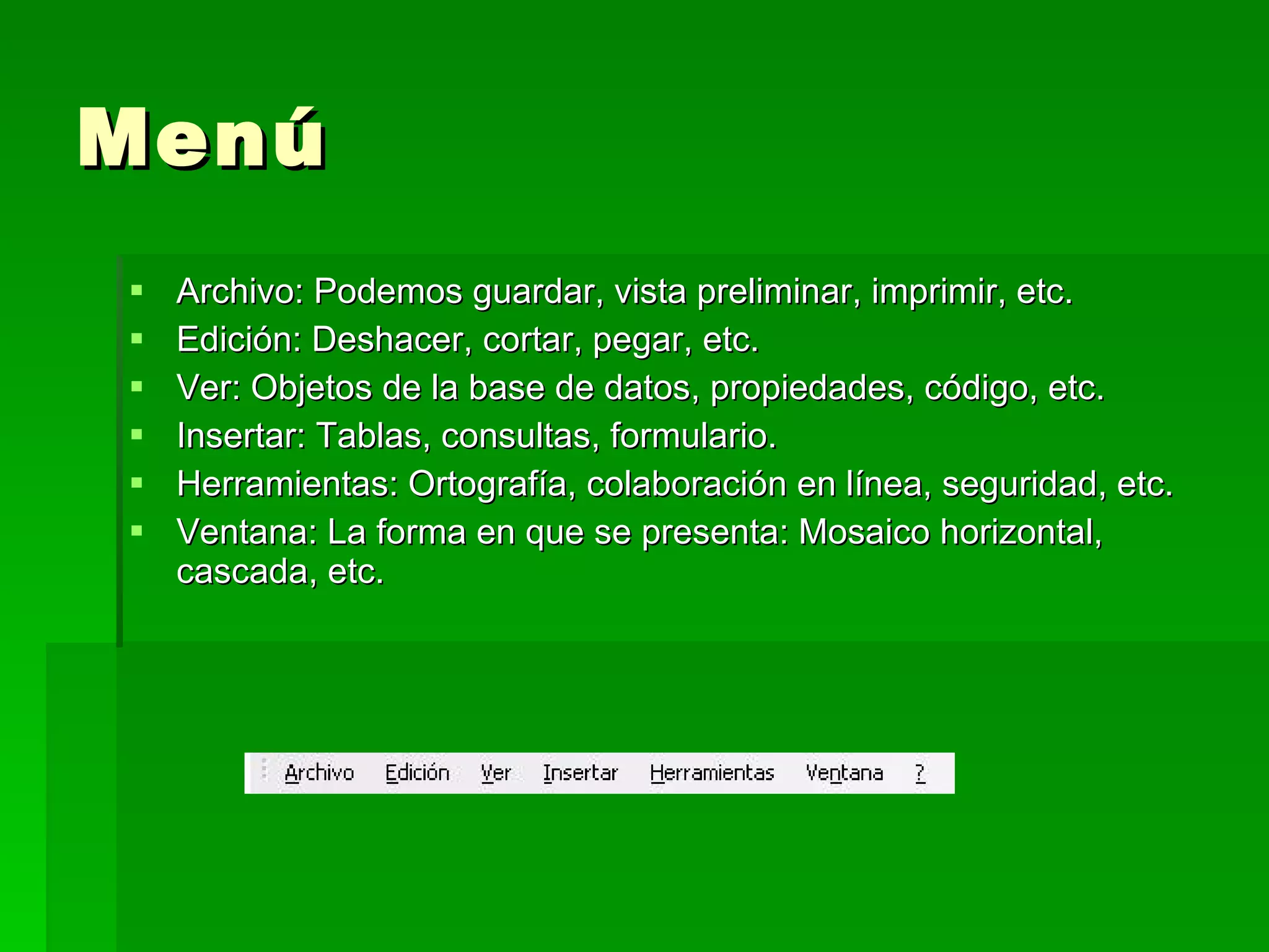 Partes de la ventana de access | PPT