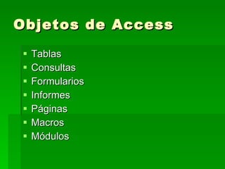 Partes de la ventana de access | PPT