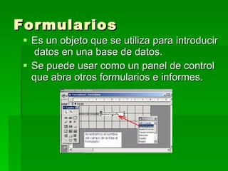 Partes de la ventana de access