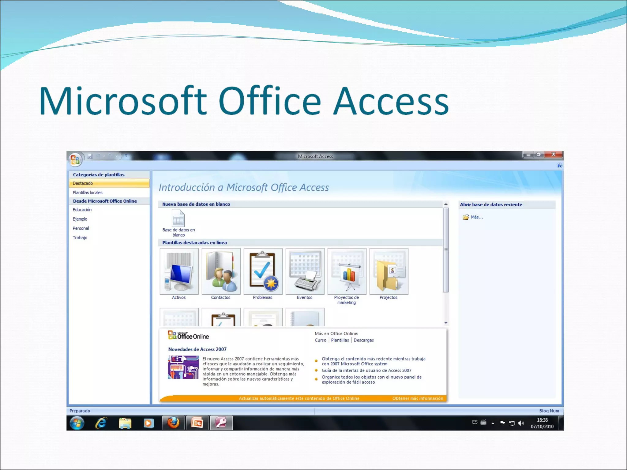 Partes de la ventana de access | PPT