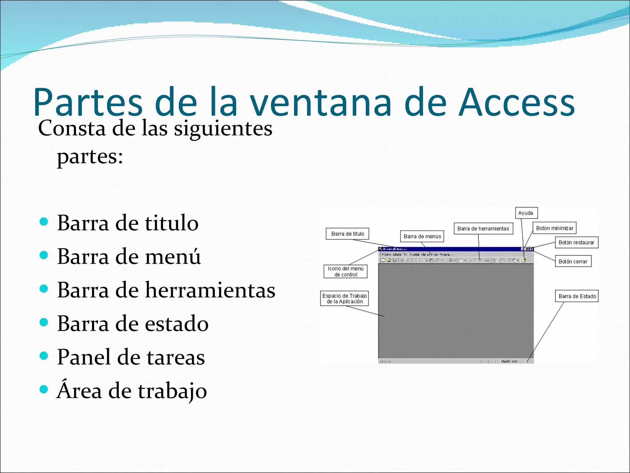 Partes de la ventana de access | PPT