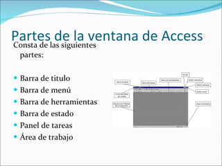 Partes de la ventana de access | PPT