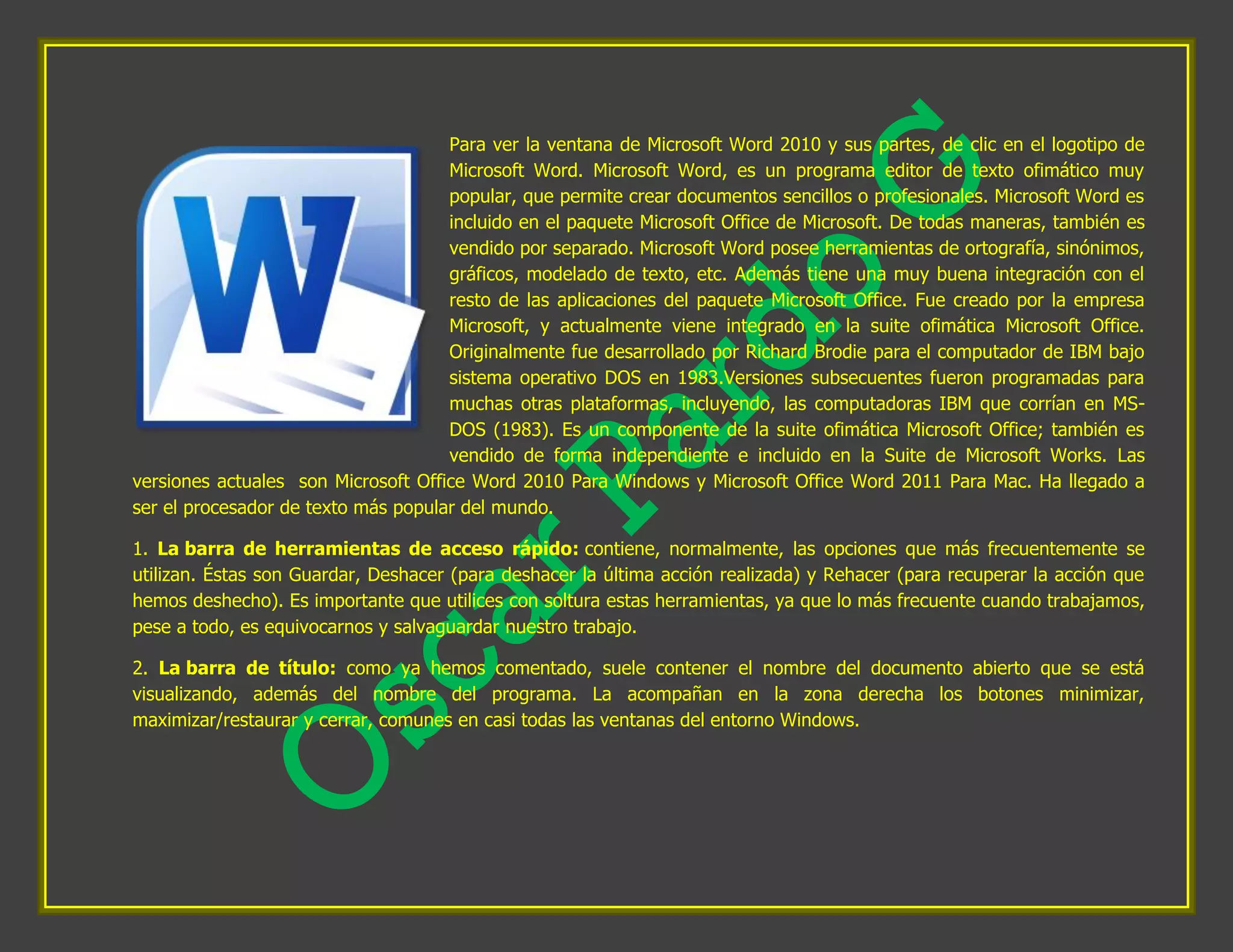 Partes de la ventana de word | PDF